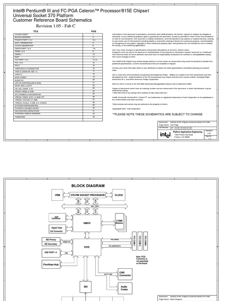 Intel 815e Schematics | PDF | Intel | Usb