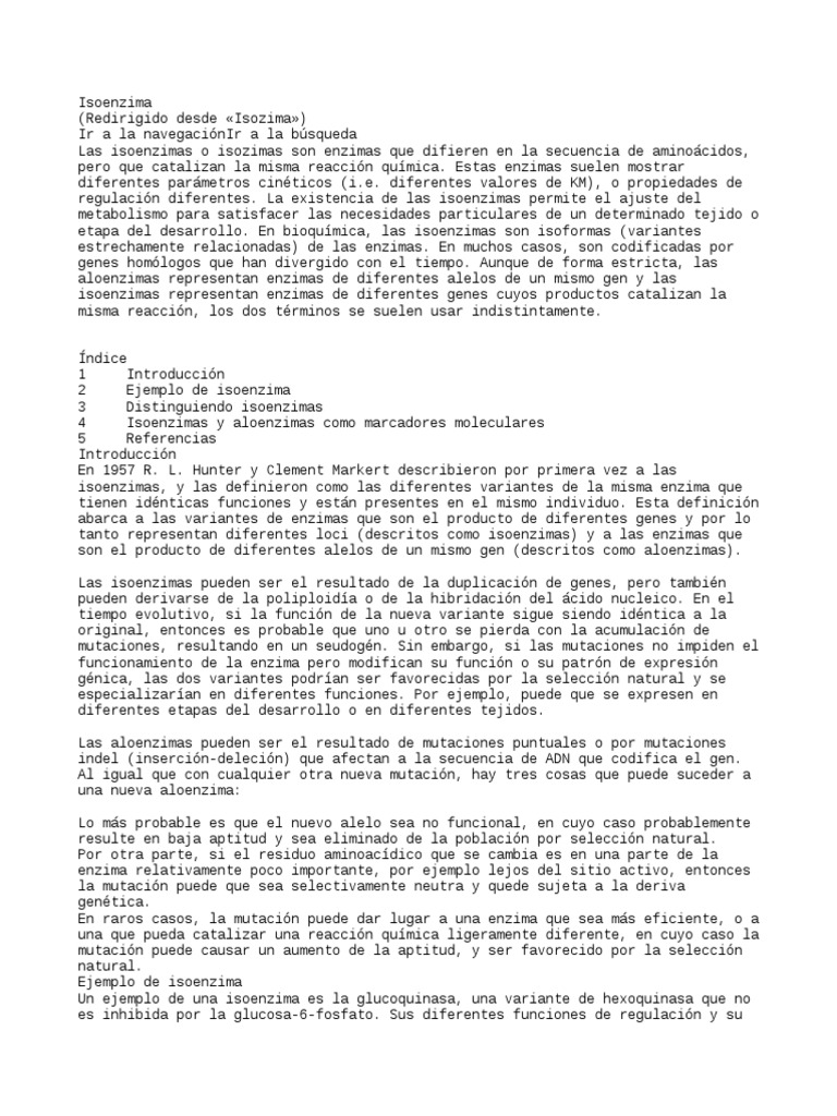 Isoenzimas | PDF | Química | Biología Celular
