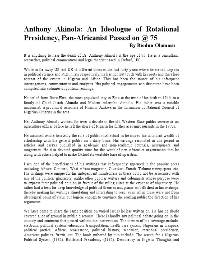 .DR Anthony Akinola - 1634247951000 | PDF | Nigeria | Political Science