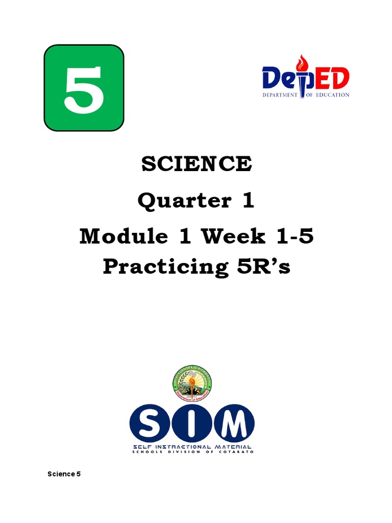 Science Quarter 1 Module 1 Week 1-5 Practicing 5R's | PDF | Waste ...