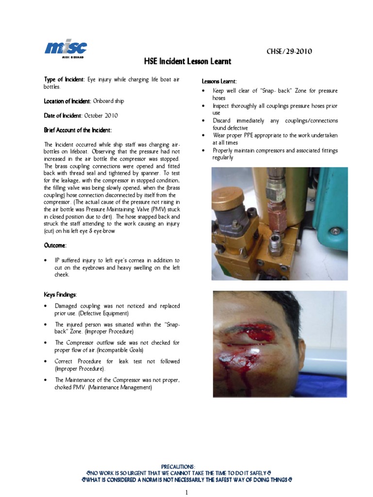 37 HSE Lesson Learnt 29 - Eye Injury | PDF | Mechanical Engineering ...