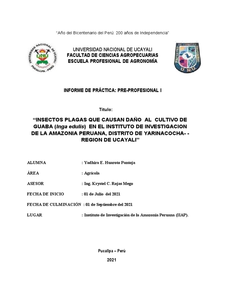 Informe de Guaba PPP Yehp | PDF | Control biológico de plagas | Insectos