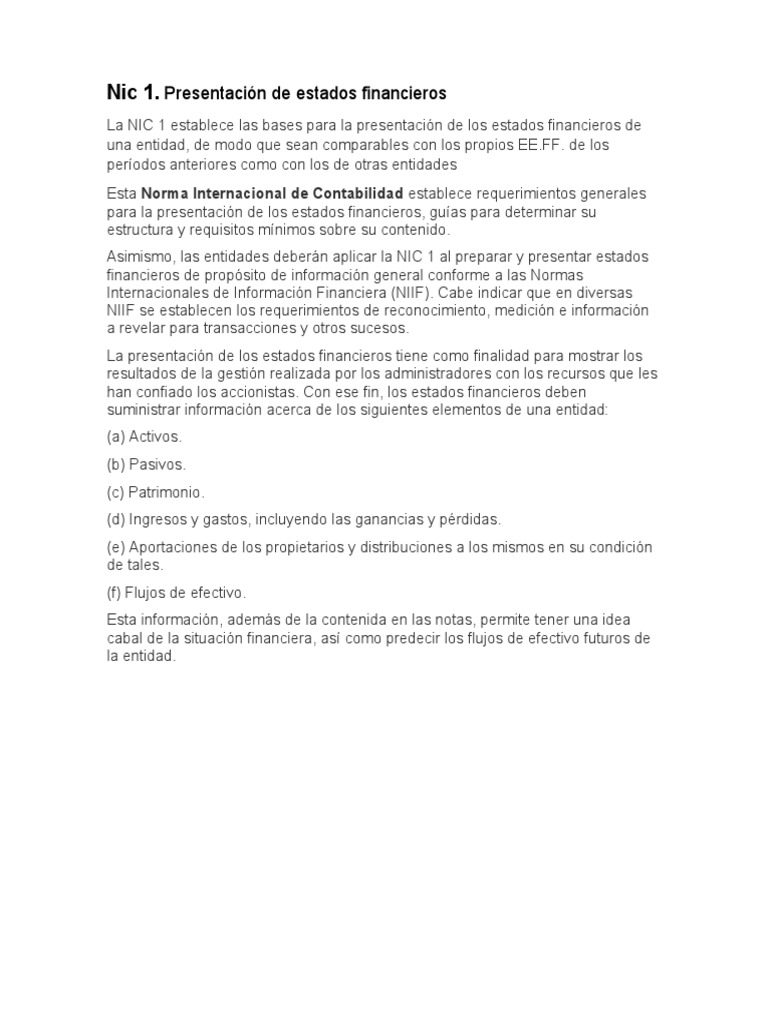 Ejemplos de Nic | PDF | Contabilidad | normas internacionales de INFORMACION FINANCIERA
