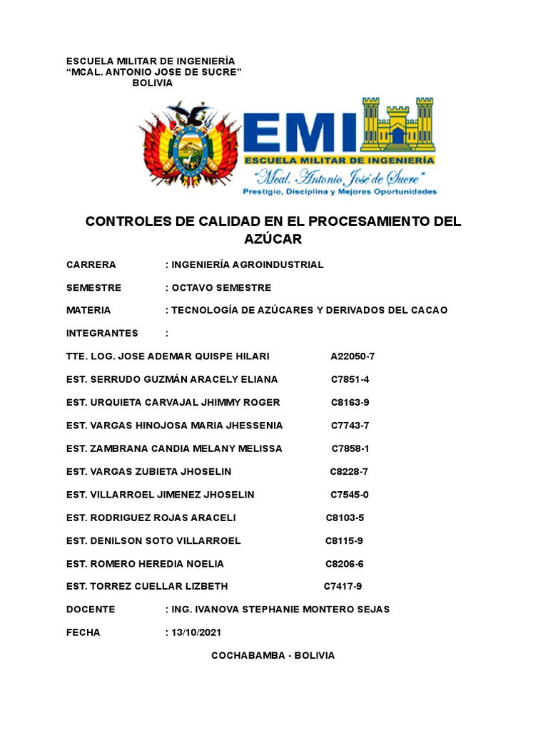 GRUPO#3 - Control de Calidad en El Proceso de Elaboracion de azucar-TEC ...