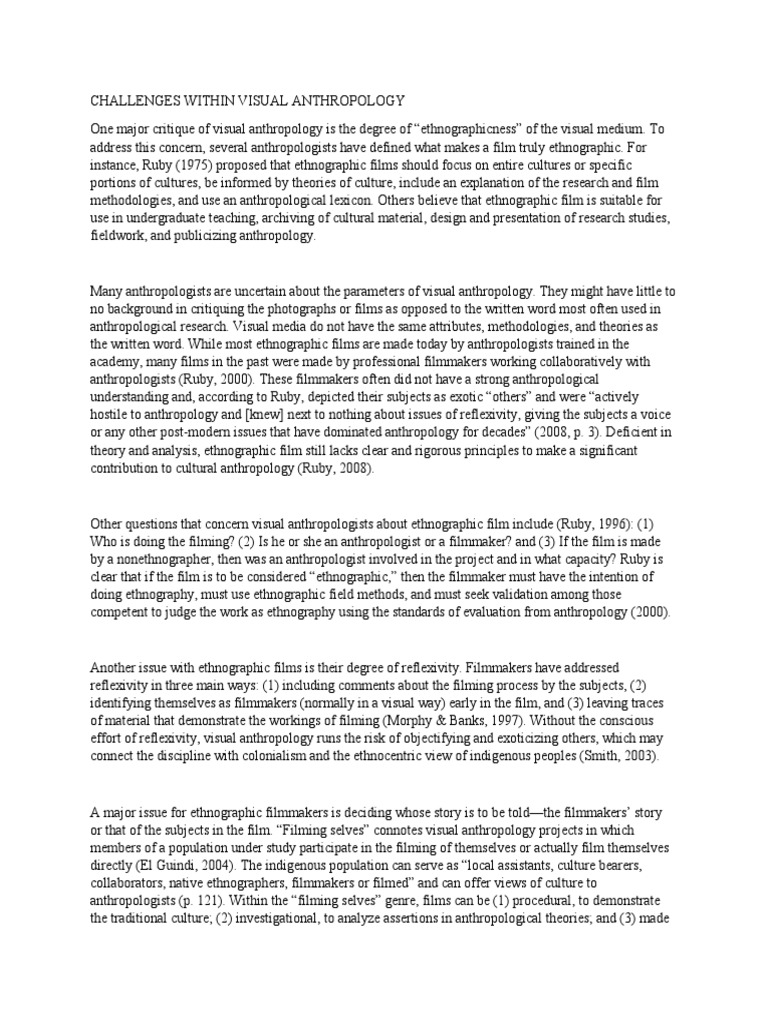 Challenges Within Visual Anthropology | PDF | Anthropology | Ethnography