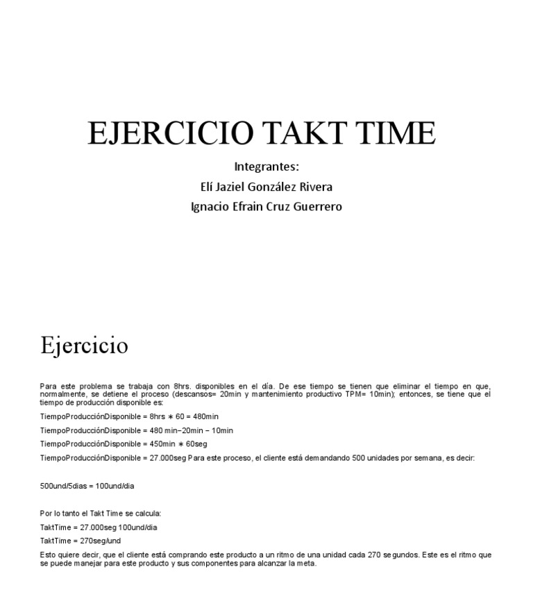 Ejercicio Takt Time | PDF