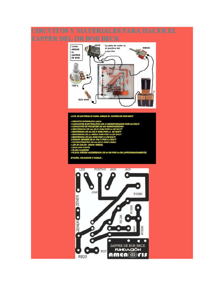 Circuitos y Materiales para Hacer El Zapper Del DR Bob Beck | PDF