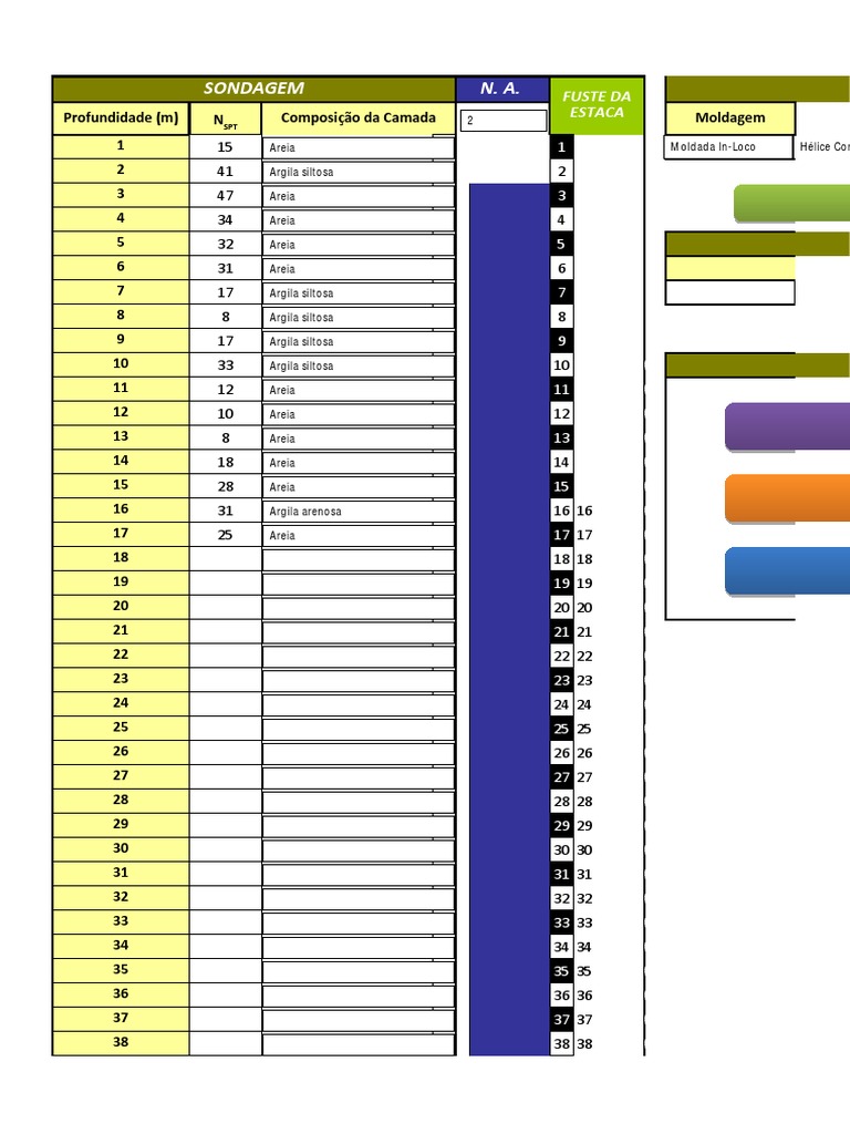 Planilha Dimensionamento de Estacas - Projetos | PDF | Microsoft Excel ...