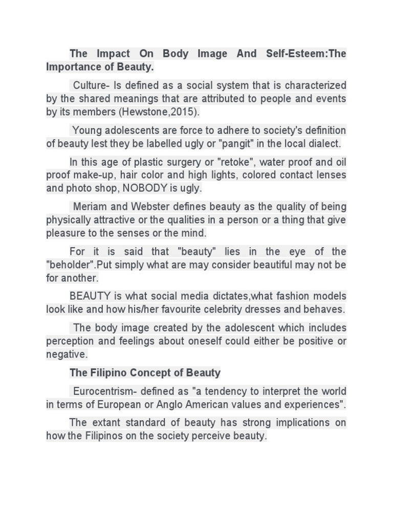 The Impact On Body Image and Self | PDF