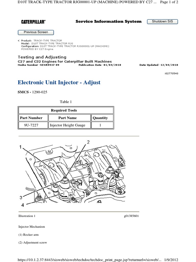 Electronic Unit Injector - Adjust Engine C27 &C23 | PDF | Fuel Injection | Engines