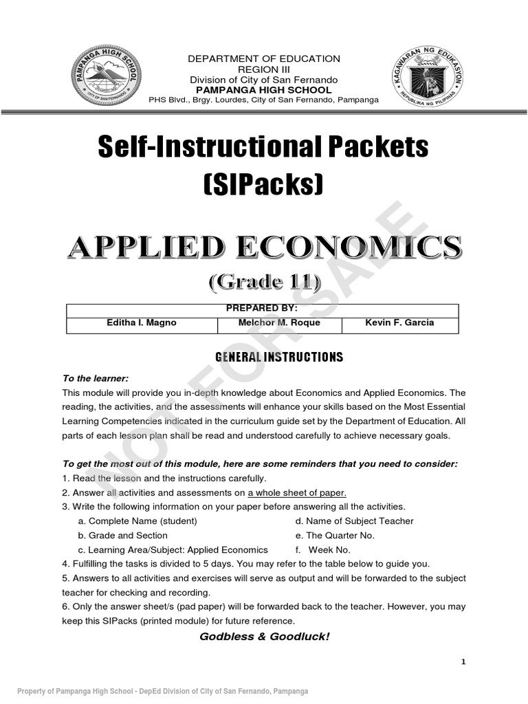 Grade 11 Applied Economics Module | PDF | Influenza A Virus Subtype H1 ...