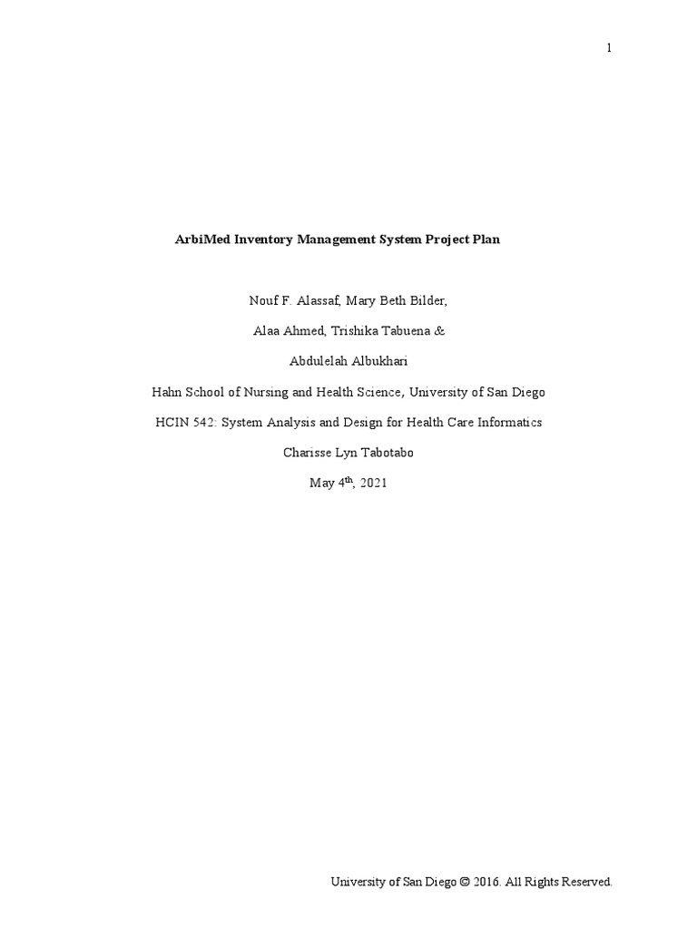 Ims Project Plan-Final 1 | PDF | Electronic Health Record | Inventory