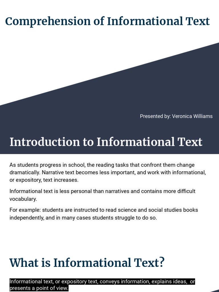 Comprehension of Informational Text | Download Free PDF | Reading ...