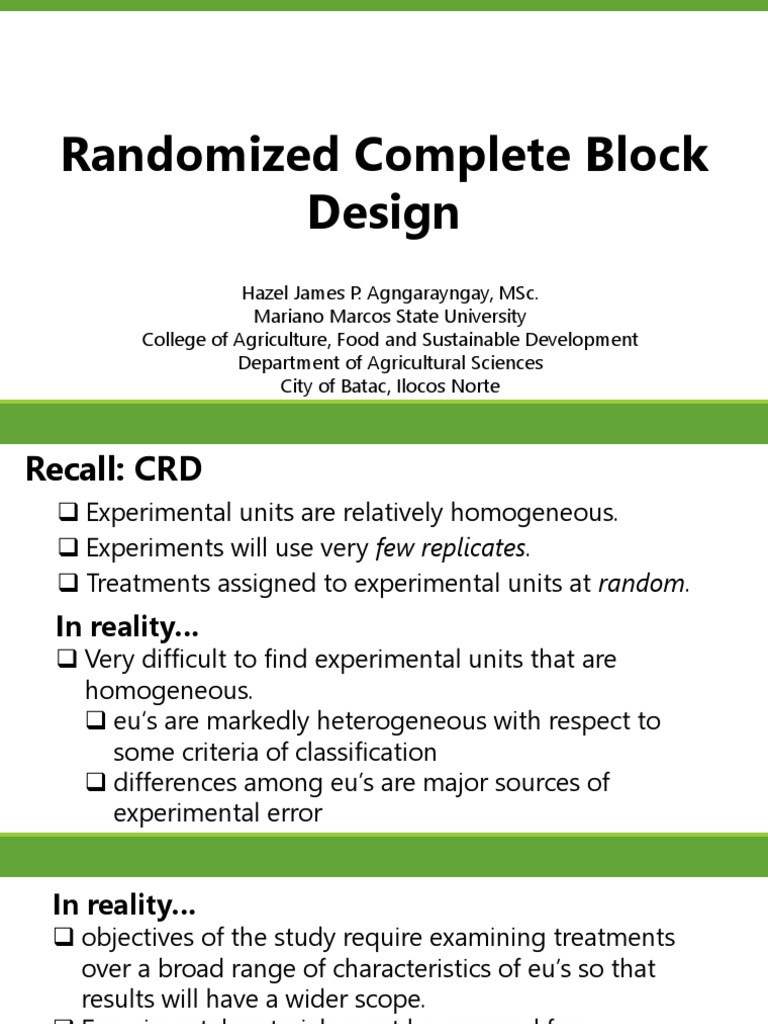 RCBD Principles, Randomization and Layout | PDF | Experiment | Mean ...