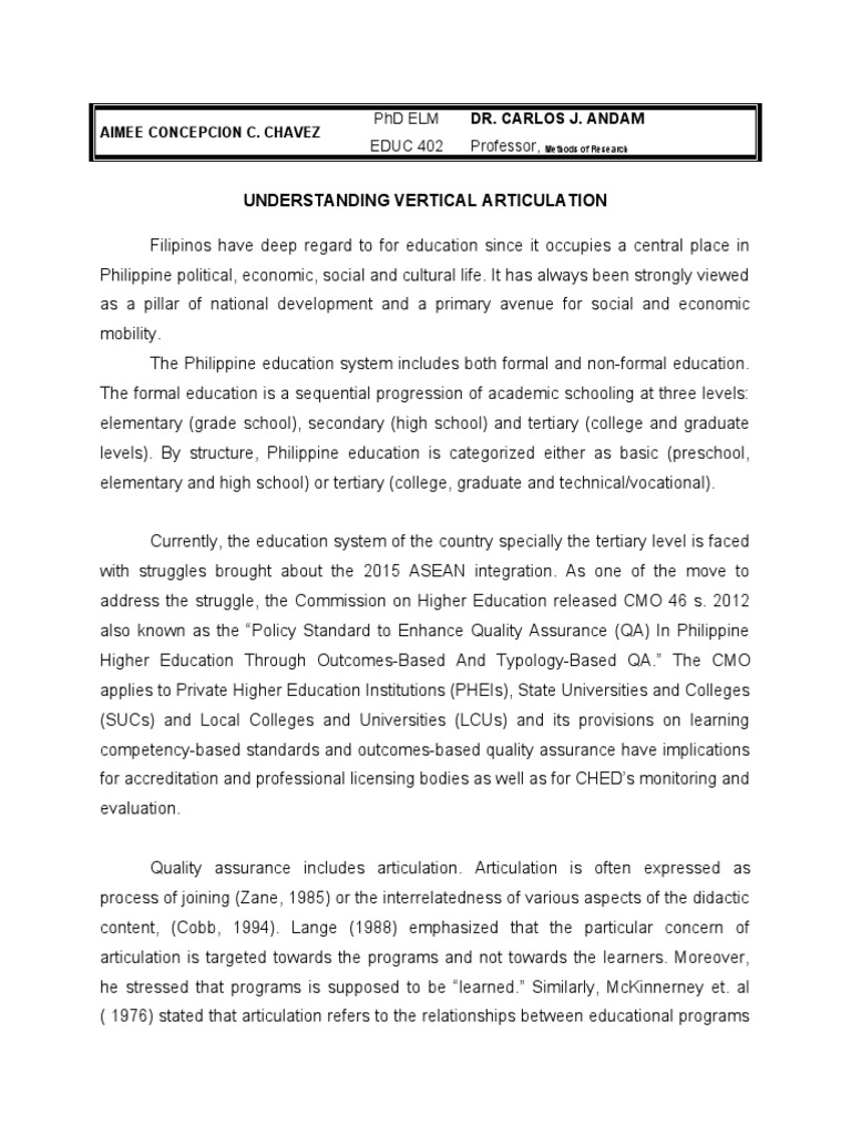 Understanding Vertical Articulation | PDF | Curriculum | Learning