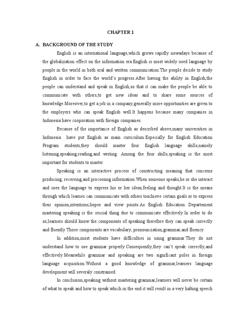 Research Chapter 1 | PDF | Fluency | Communication