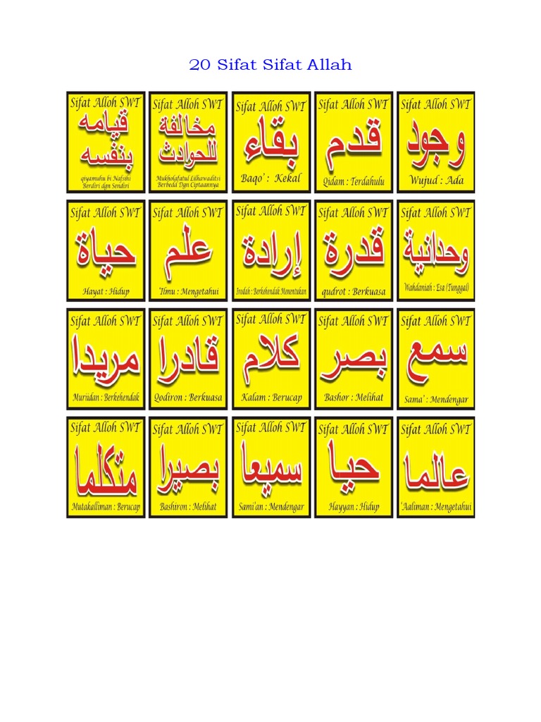 20 Sifat Sifat Allah | PDF