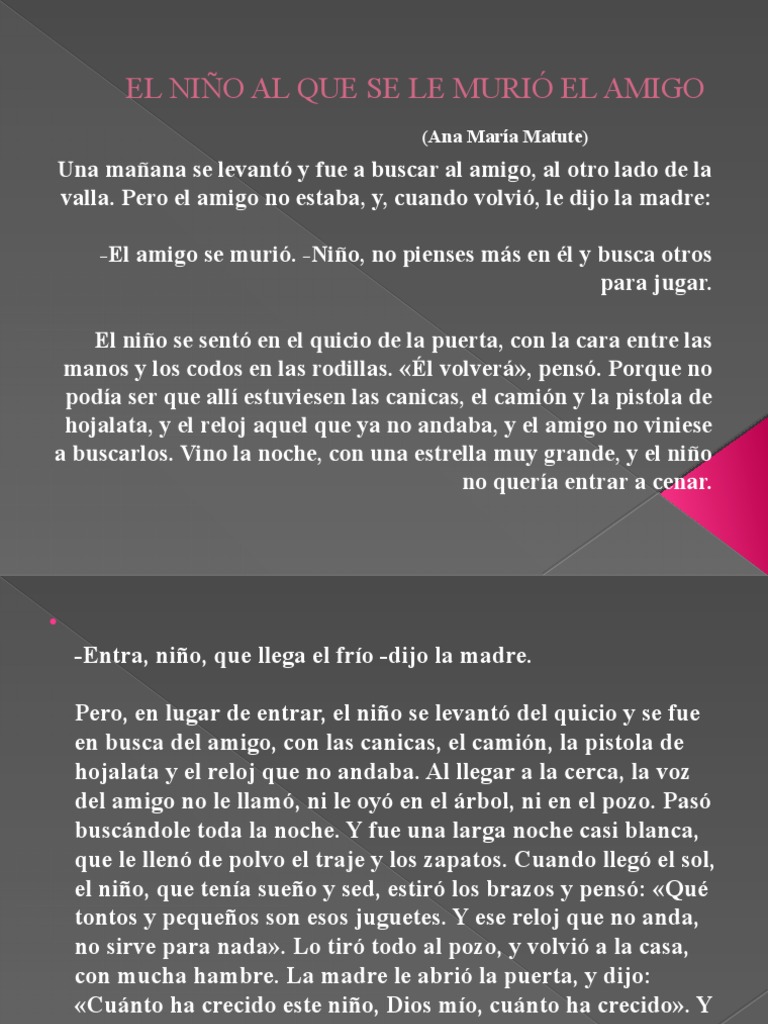 El Niño Al Que Se Le Murió El Amigo | PDF
