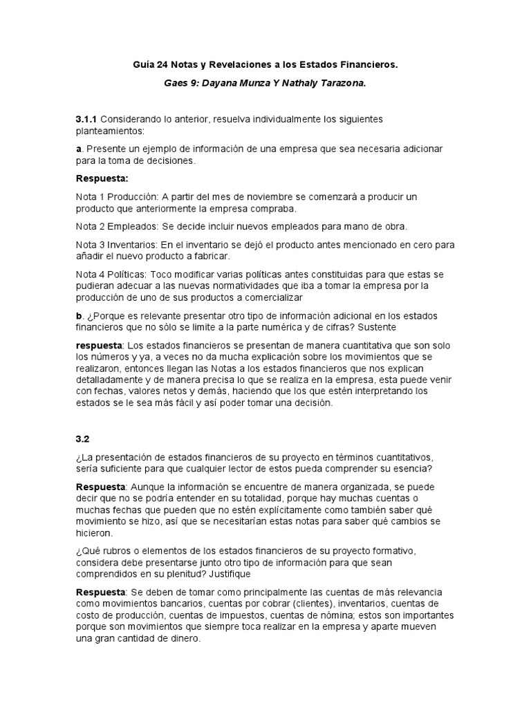 Guia 24 Notas Y Revelaciones A Los Estados Financieros Pdf Normas