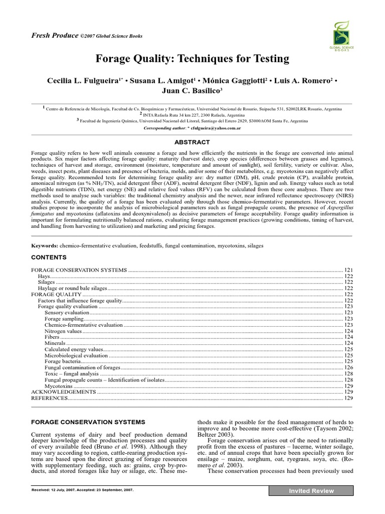 Forage Quality: Techniques For Testing | PDF | Dietary Fiber | Diet ...