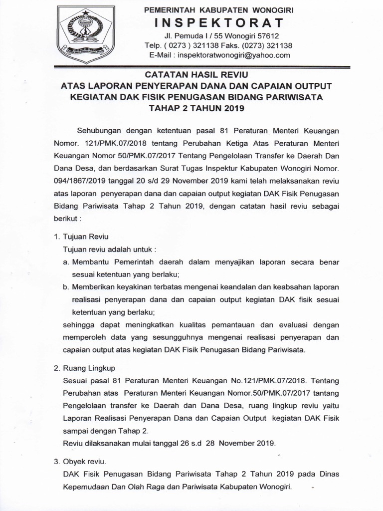 Catatan Hasil Reviu Tahap002-Digabungkan | PDF