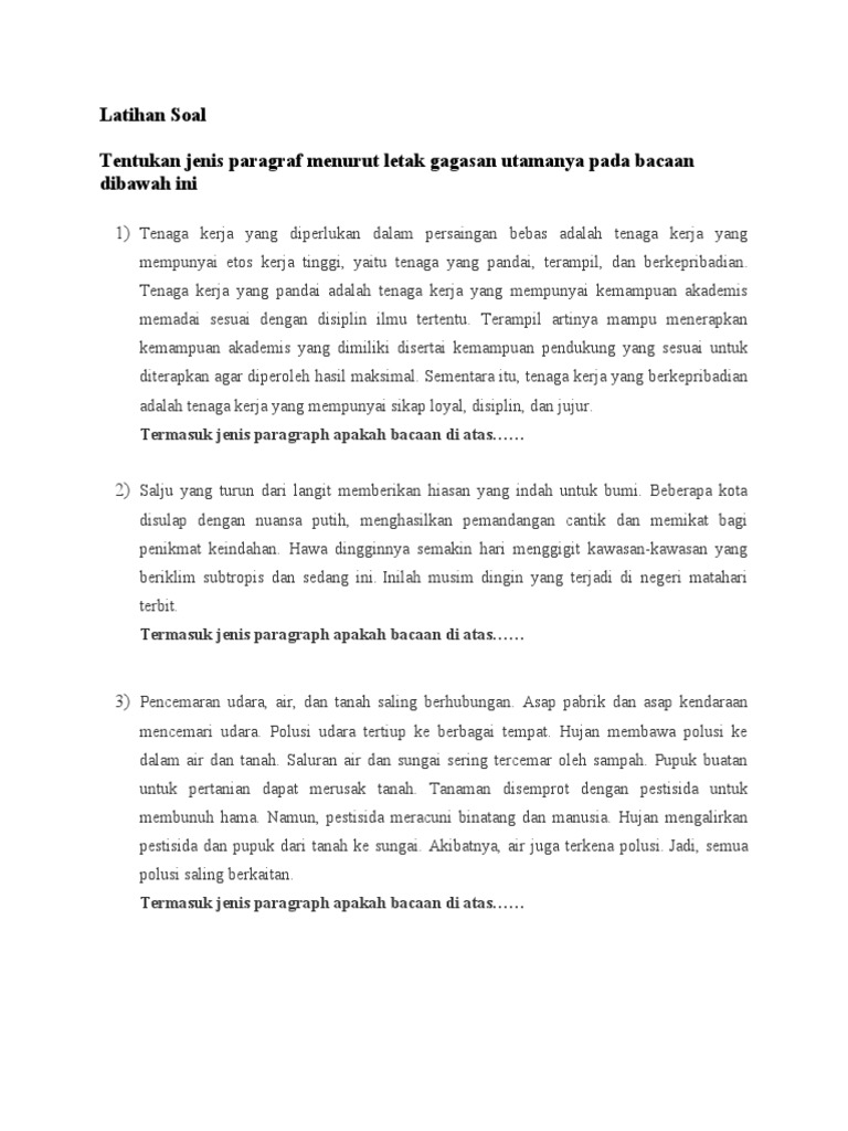 Latihan Soal Jenis Paragraf | PDF