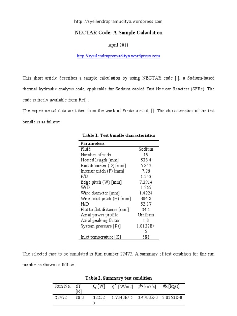 (DOC) NECTAR Code: A Sample Calculation | PDF | Materials Science ...