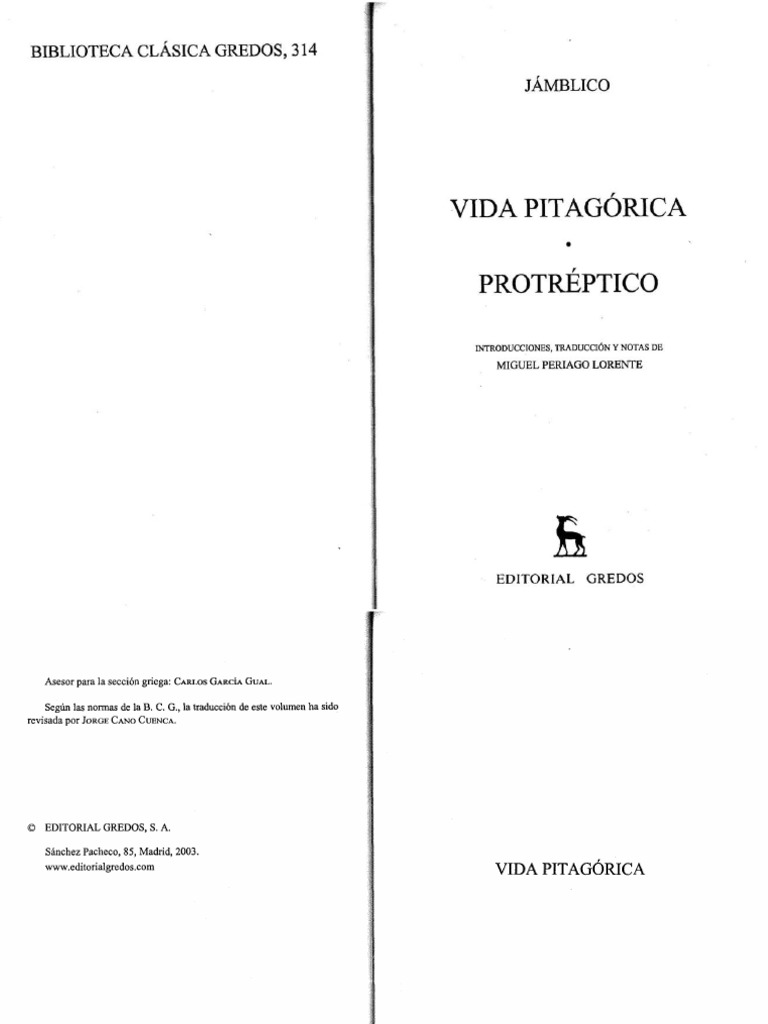 Vida y Filosofía de Jámblico | PDF | Pitágoras | Aritmética