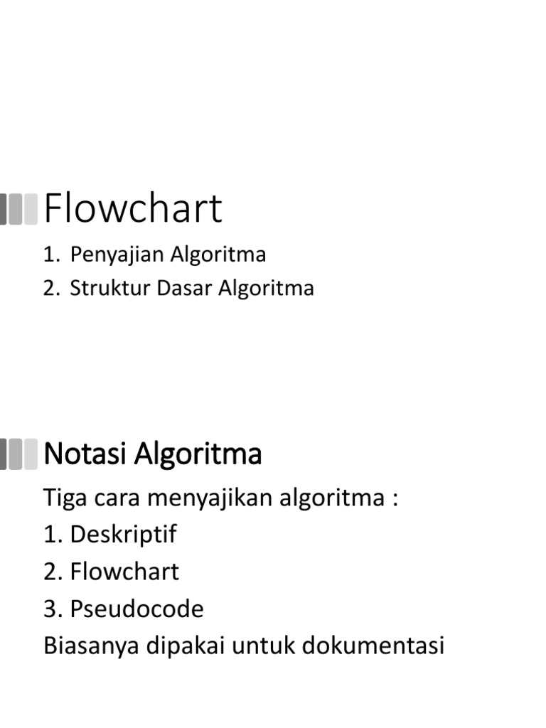 Flowchart: 1. Penyajian Algoritma 2. Struktur Dasar Algoritma | PDF