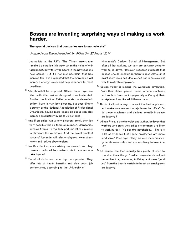 Reading-Bosses Are Inventing Surprising Ways of Making Us Work Harder ...