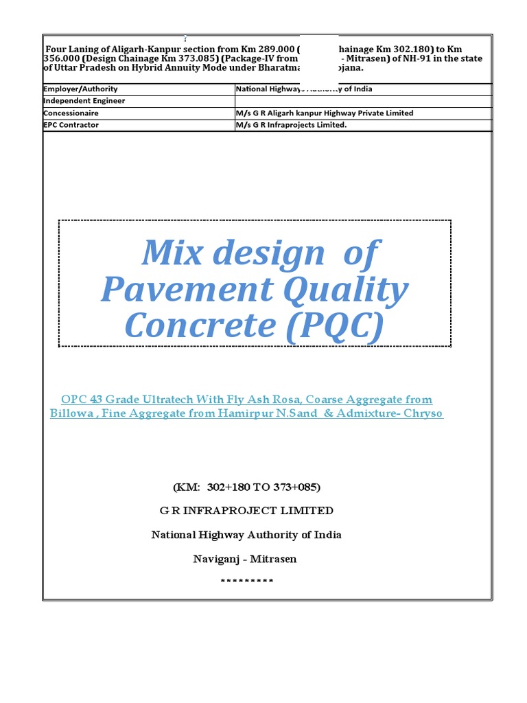 PQC Mix Design | PDF | Concrete | Cement