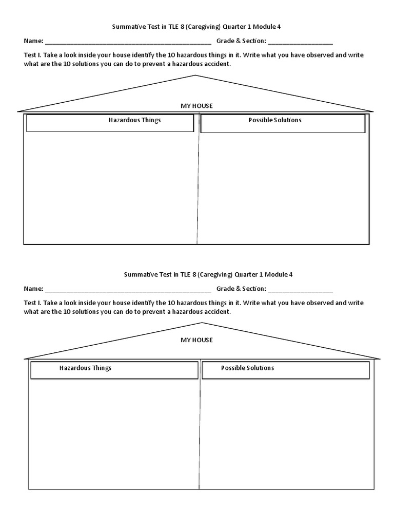 Summative Test in TLE 8 q1m4 | PDF