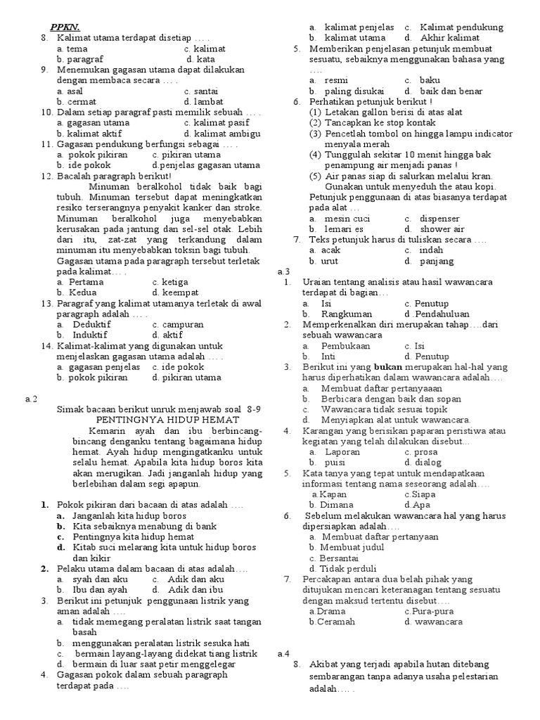 Soal Ipa Tema 1-5 | PDF