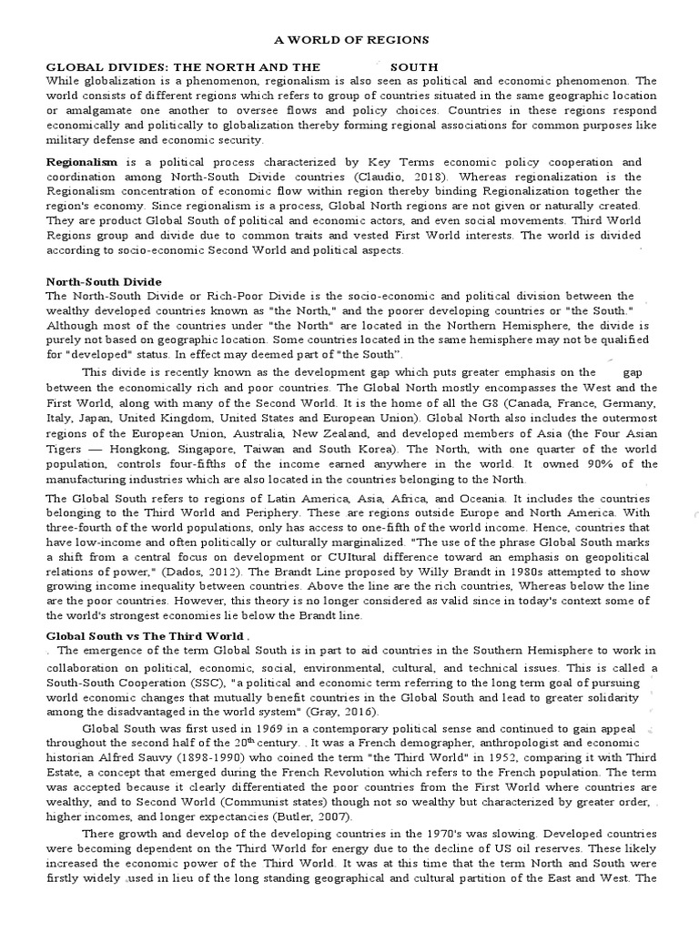 A World of Regions - Learning Material | PDF | Third World | Globalization