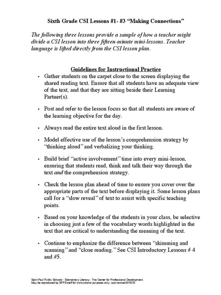 GR 6 Making Connections Lessons 1-3 2 | PDF | Reading Comprehension ...