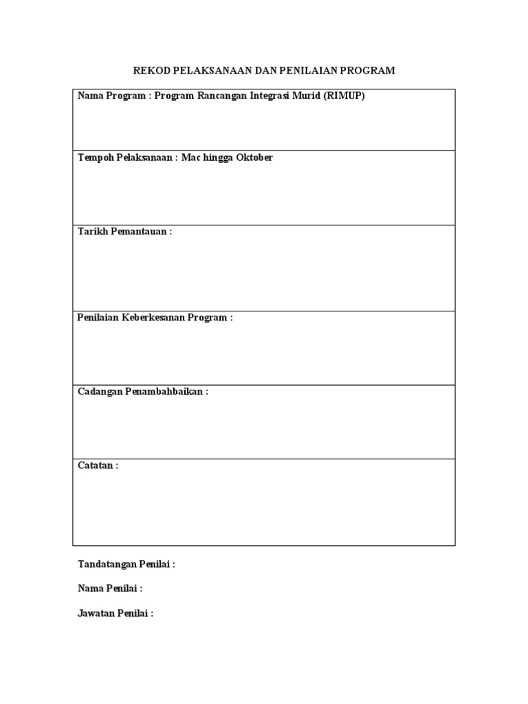 Contoh Rekod Pemantauan | PDF