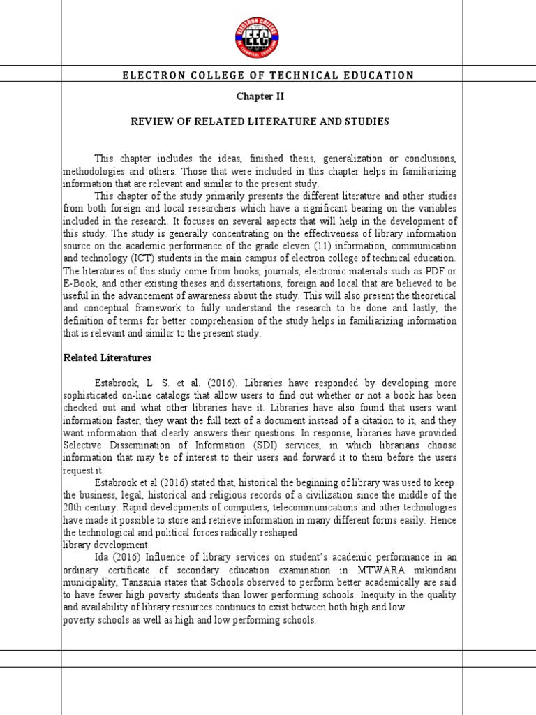 Review of Related Literature and Studies | PDF | Libraries ...