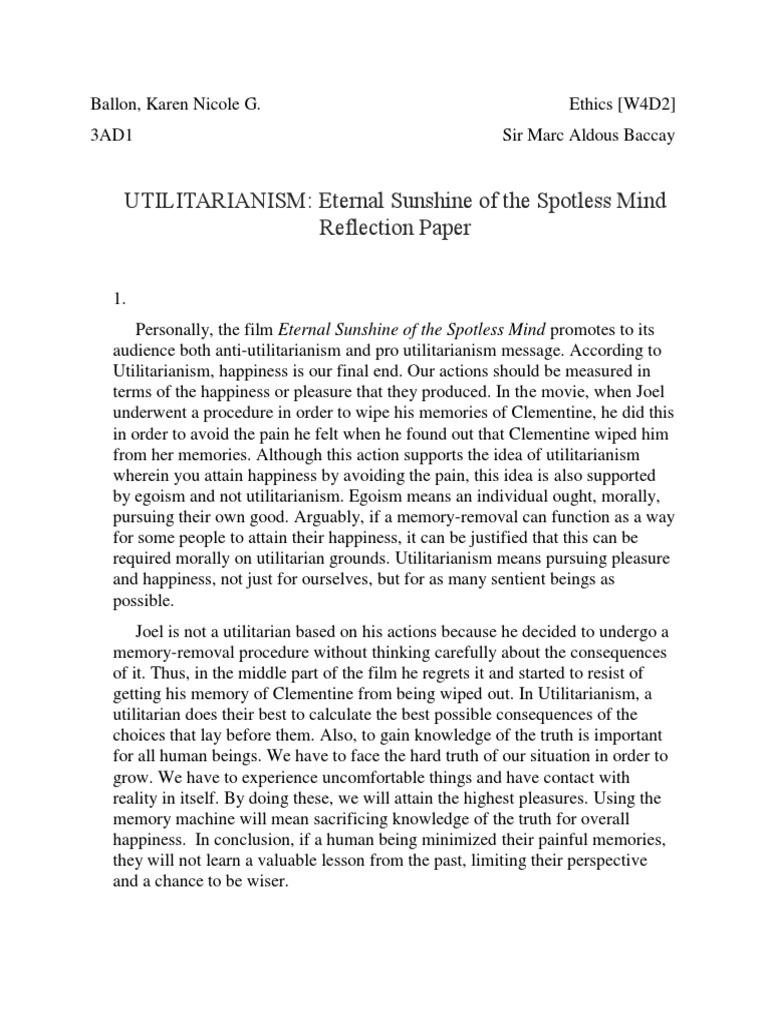 An Analysis of Happiness, Memory, and Personal Growth Through a ...