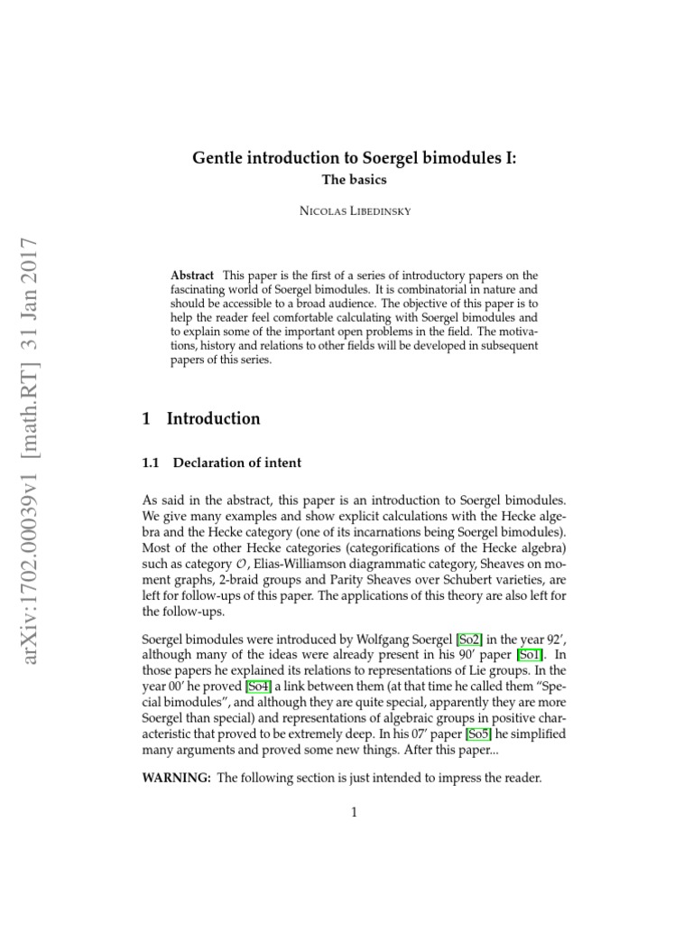 Soergel Bimodule | PDF | Algebraic Structures | Mathematical Objects
