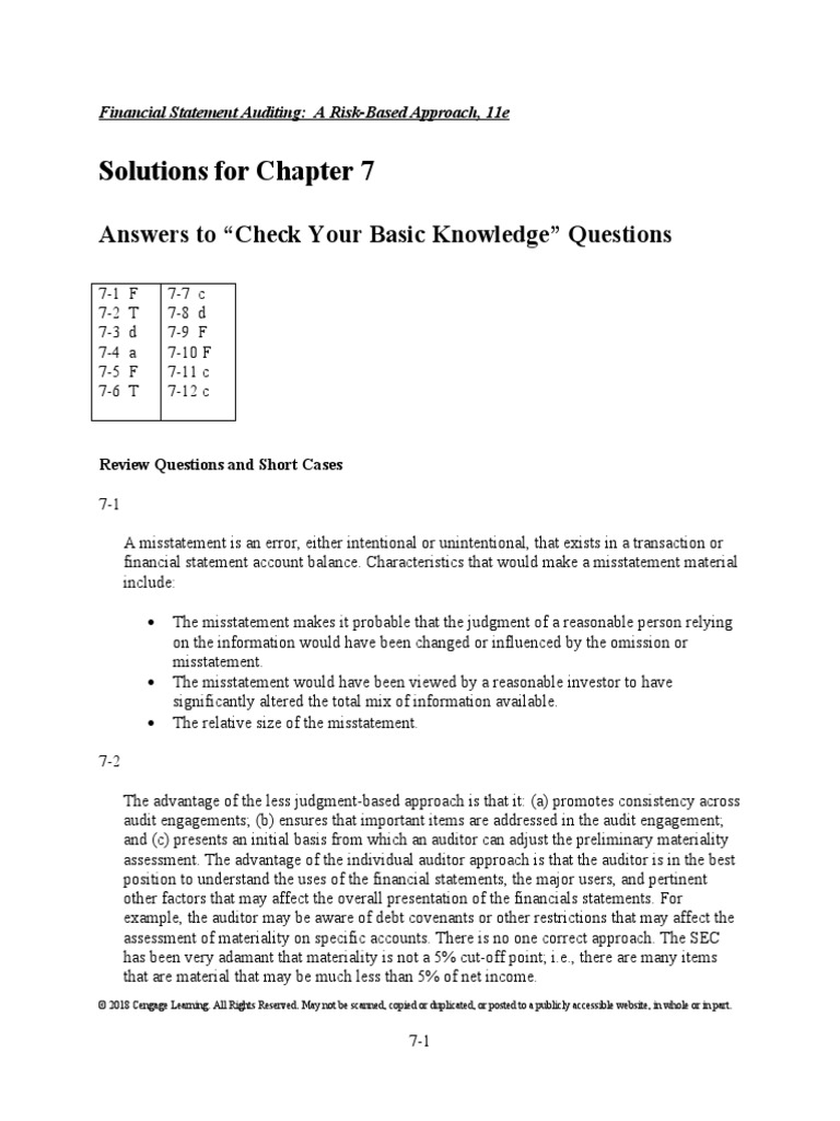 Solutions For Chapter 7: Answers To "Check Your Basic Knowledge ...