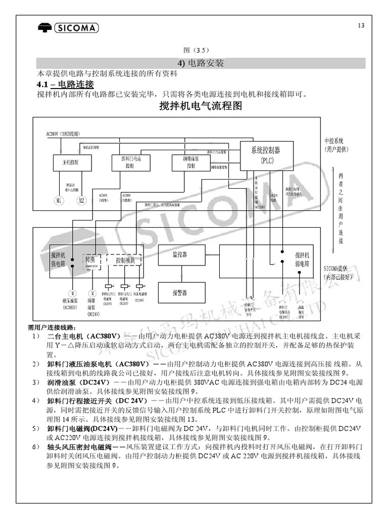 Electric Diagram of SICOMA MAO1.5Y 2.0Y 2.5Y Concrete Mixer | PDF