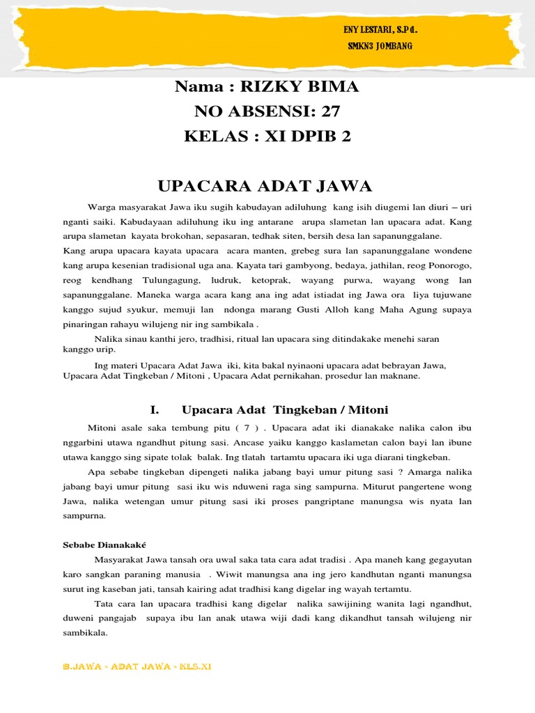 Materi UPACARA ADAT JAWA | PDF