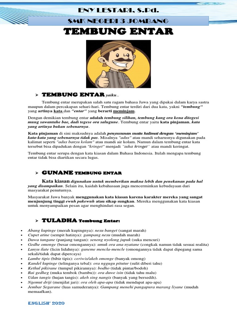 Materi TEMBUNG ENTAR | PDF | Seni & Disiplin Bahasa