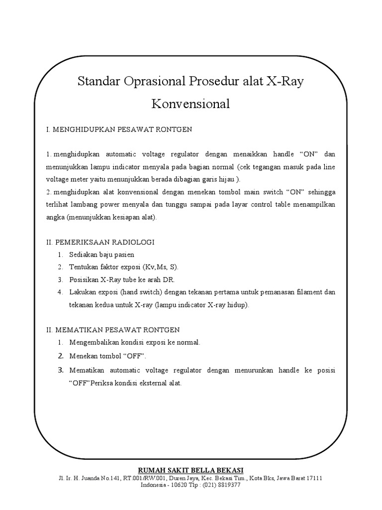 SOP X-Ray Konvensional | PDF