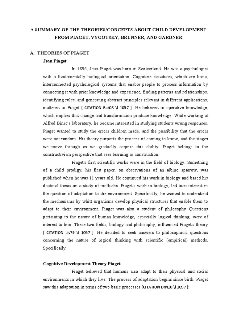 Piaget's Cognitive Development Theory | PDF | Cognitive Development ...