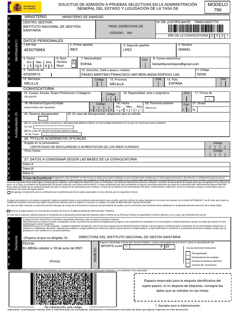 Modelo 790 | PDF | Estado (política) | Gobierno