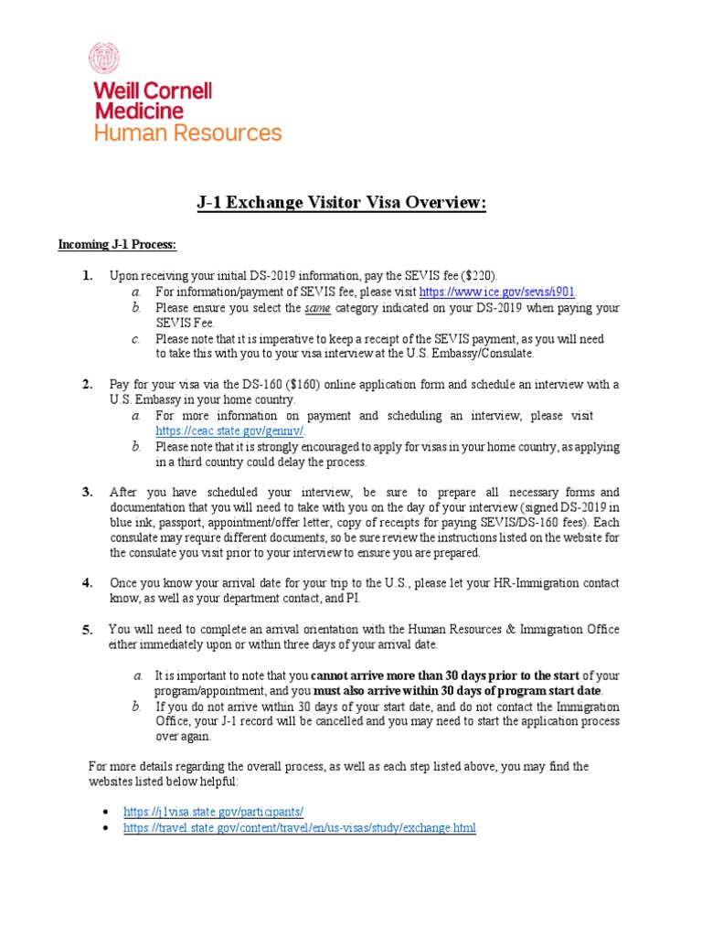J-1 Exchange Visitor Visa Overview | PDF | Human Migration | Cultural ...