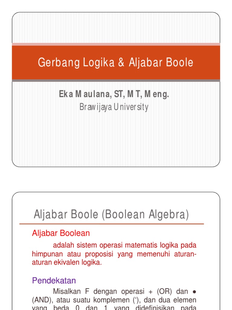Aljabar Boole Dan Gerbang Logika | PDF