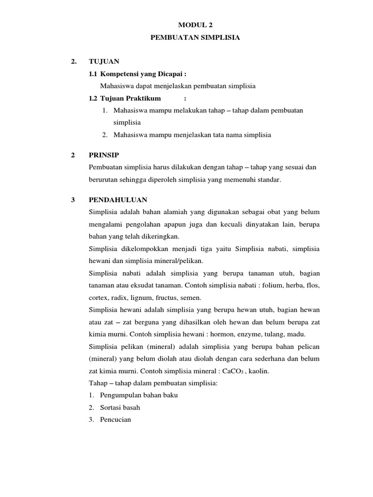 Panduan Praktis Pembuatan Simplisia | PDF