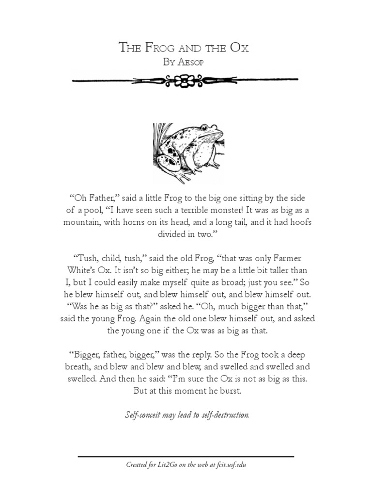Aesops Fables 036 The Frog and The Ox | PDF